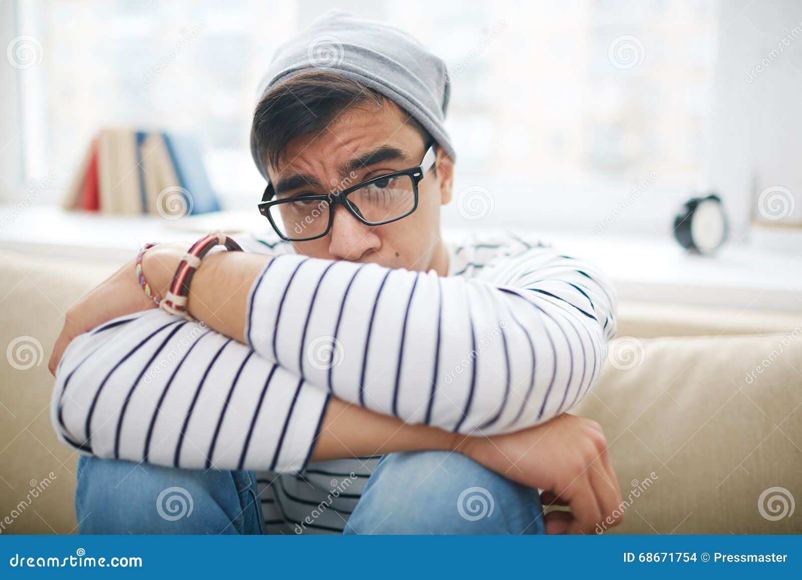 Sad guy stock photo. Image of eyeglasses, stress, looking - 68671754