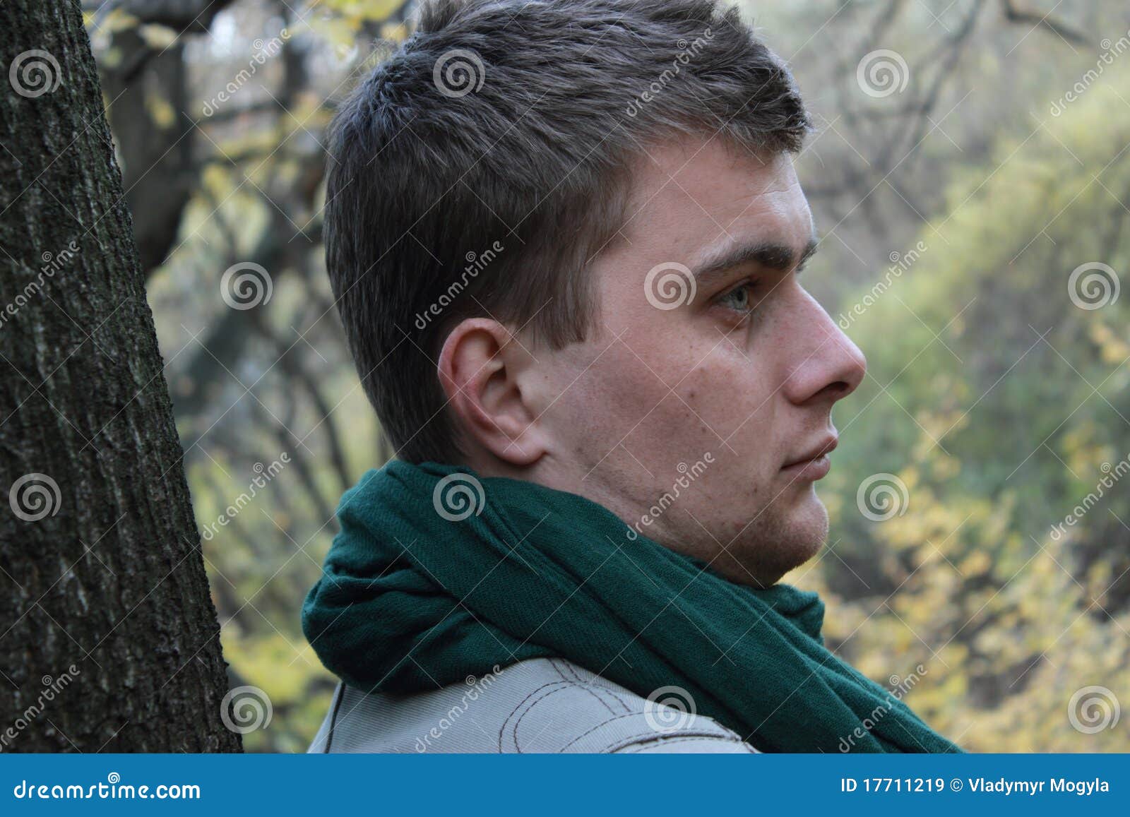 Sad guy near the tree stock image. Image of autumn, person - 17711219