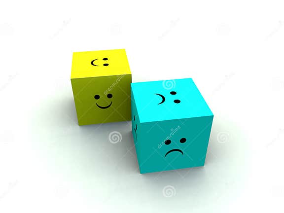 Sad and Happy Cube 3 stock illustration. Illustration of joyful - 1991661