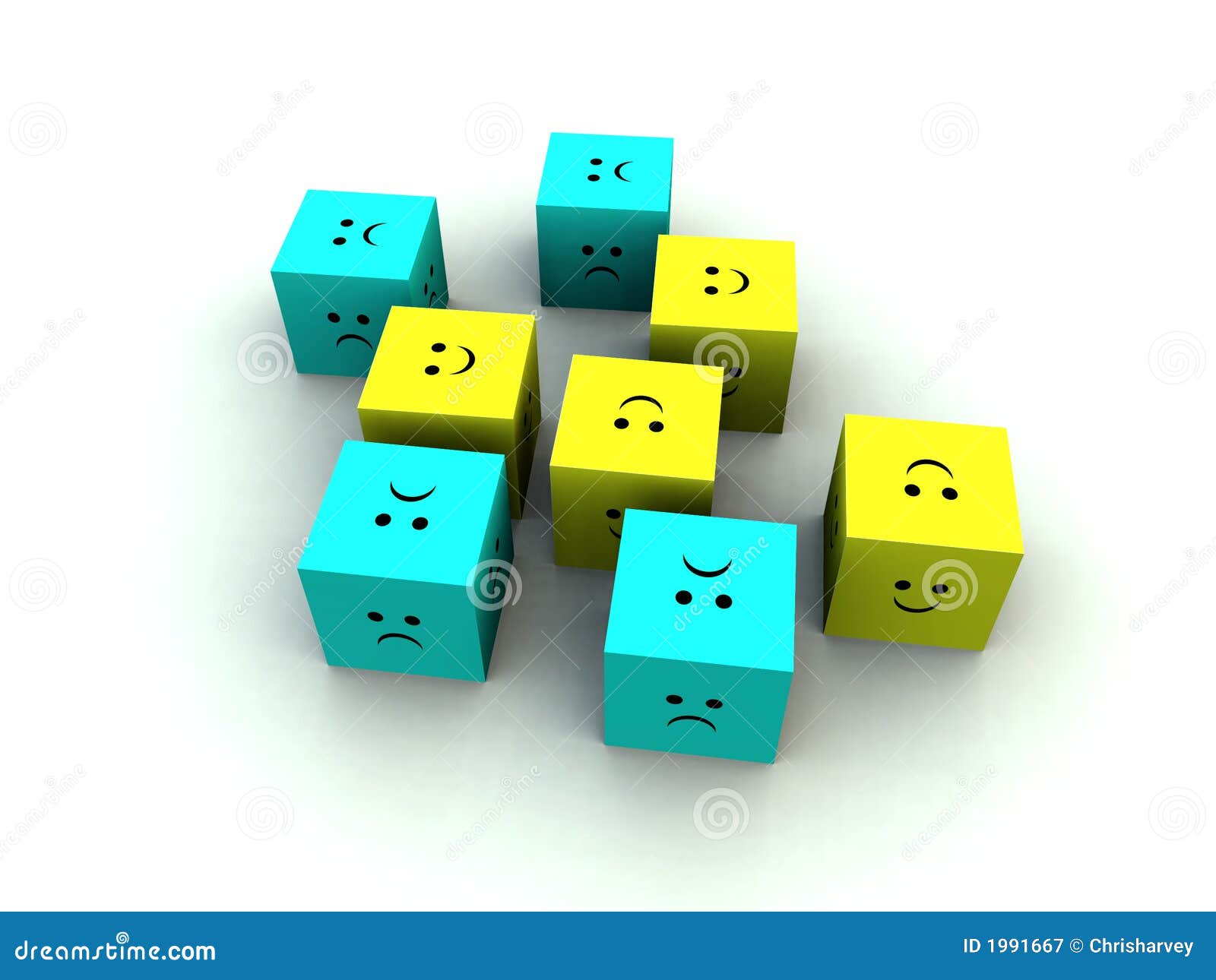Sad and Happy Cube 7 stock illustration. Illustration of depressed ...
