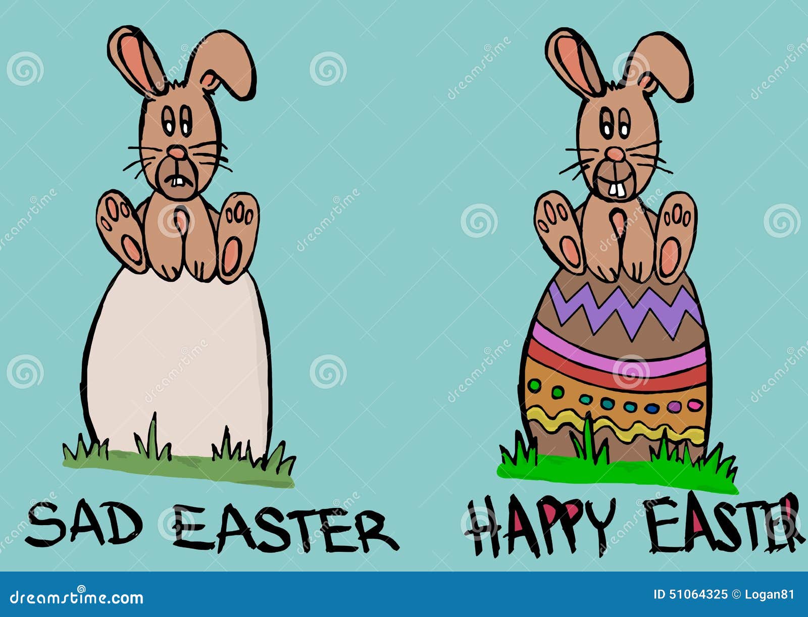 Sad or happy Easter stock illustration. Illustration of gift - 51064325