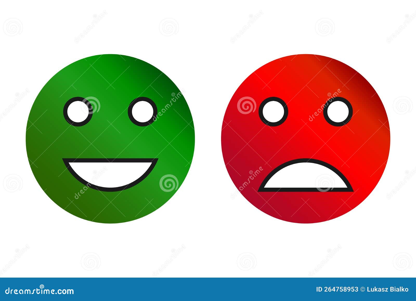 Sad and Happy Face Green and Red with Gradient Stock Vector ...