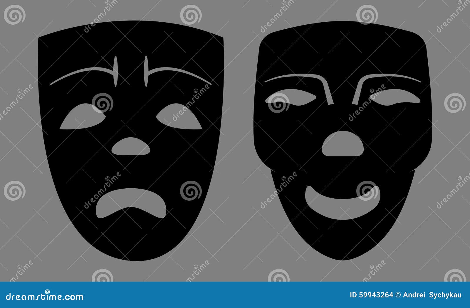 Sad And Happy Masks Hand Drawn Vector Doodle Illustration. Cartoon ...