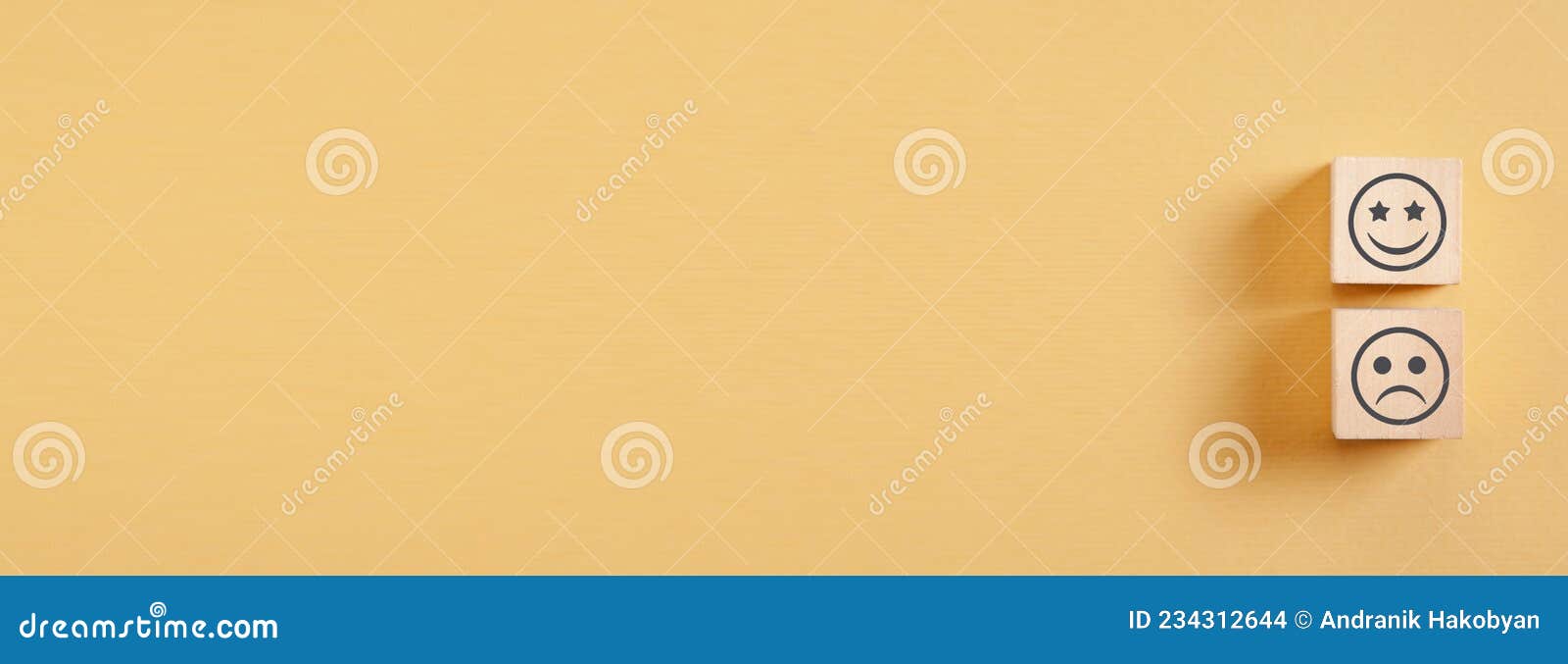 Sad and Happy Smileys on Wooden Cube. Customer Satisfaction Stock Photo ...