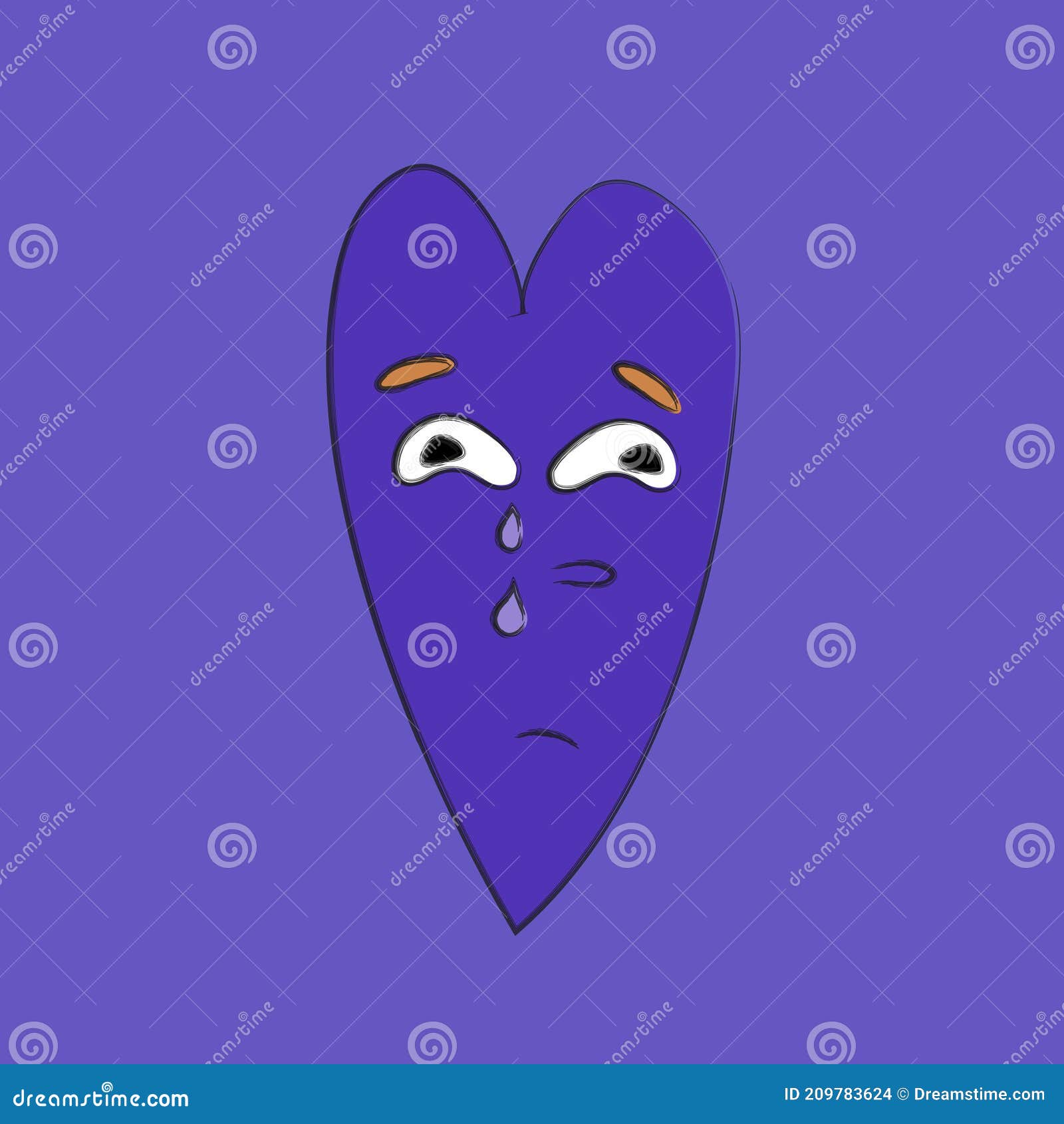 Sad heart crying stock vector. Illustration of tears - 209783624