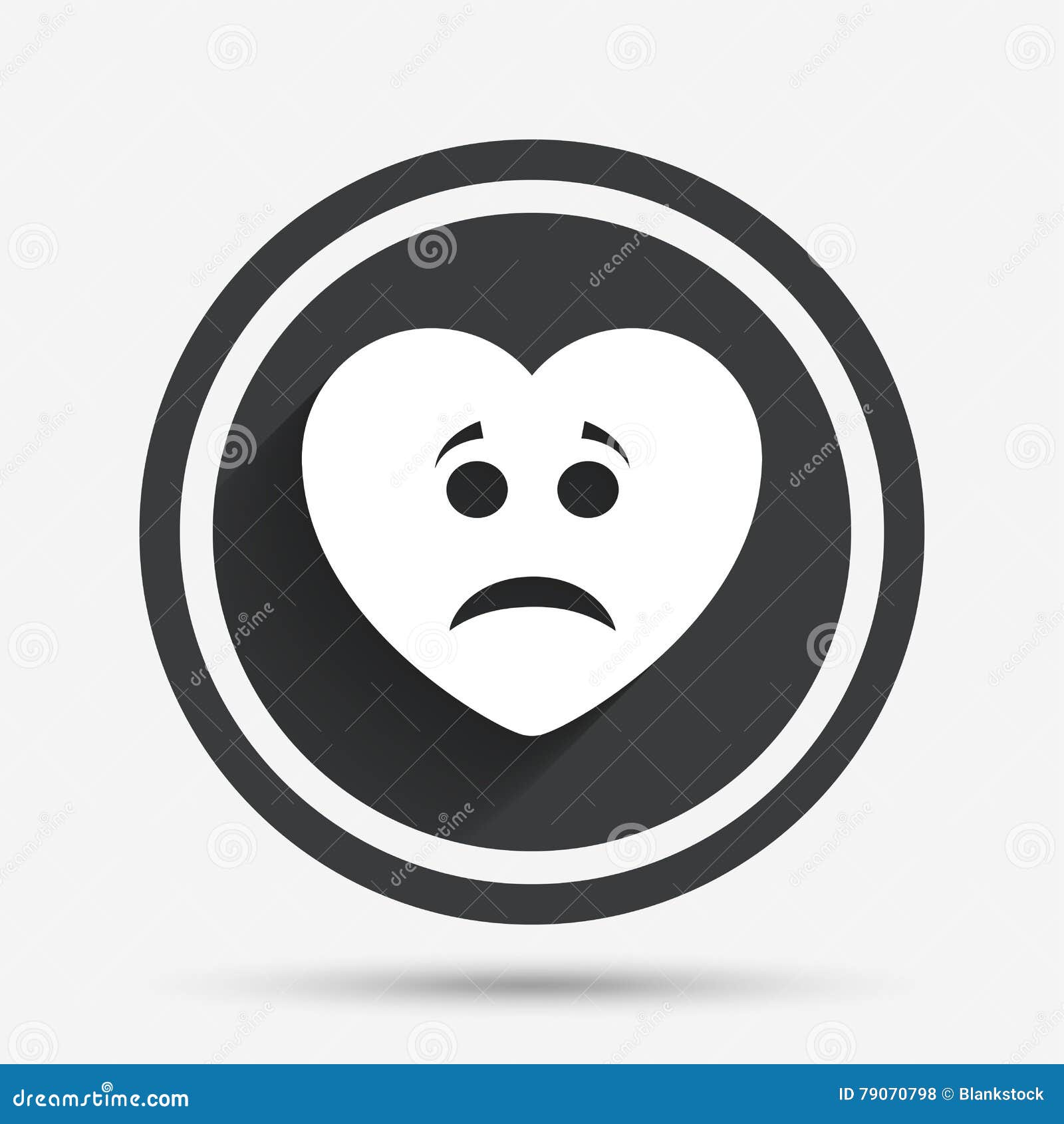 Sad Heart Face Sign Icon. Sadness Symbol. Stock Vector - Illustration ...