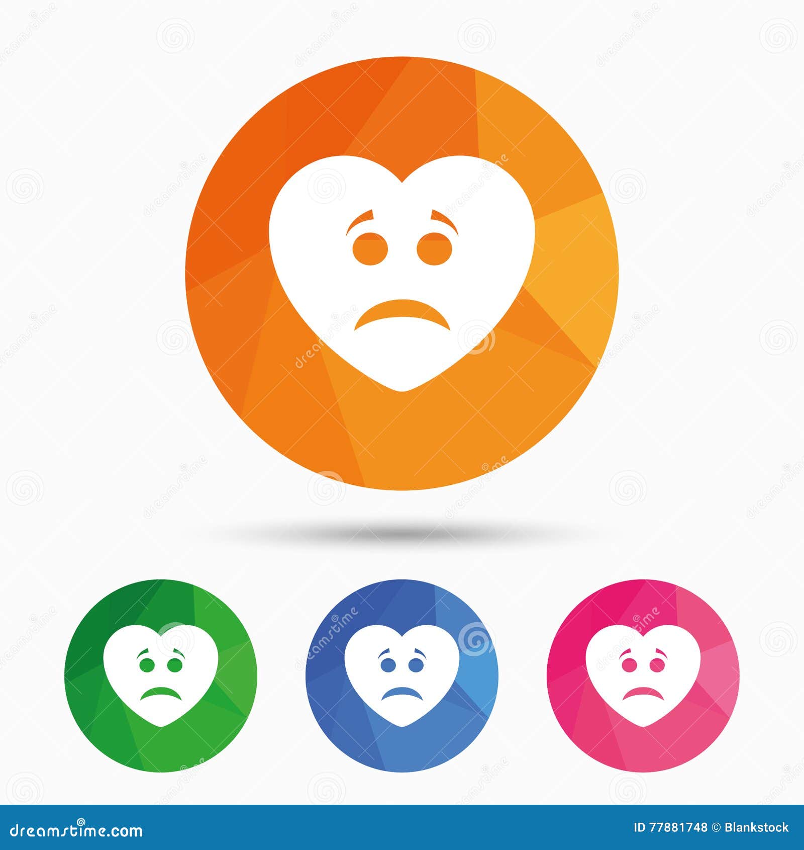 Sad Heart Face Sign Icon. Sadness Symbol. Stock Vector - Illustration ...