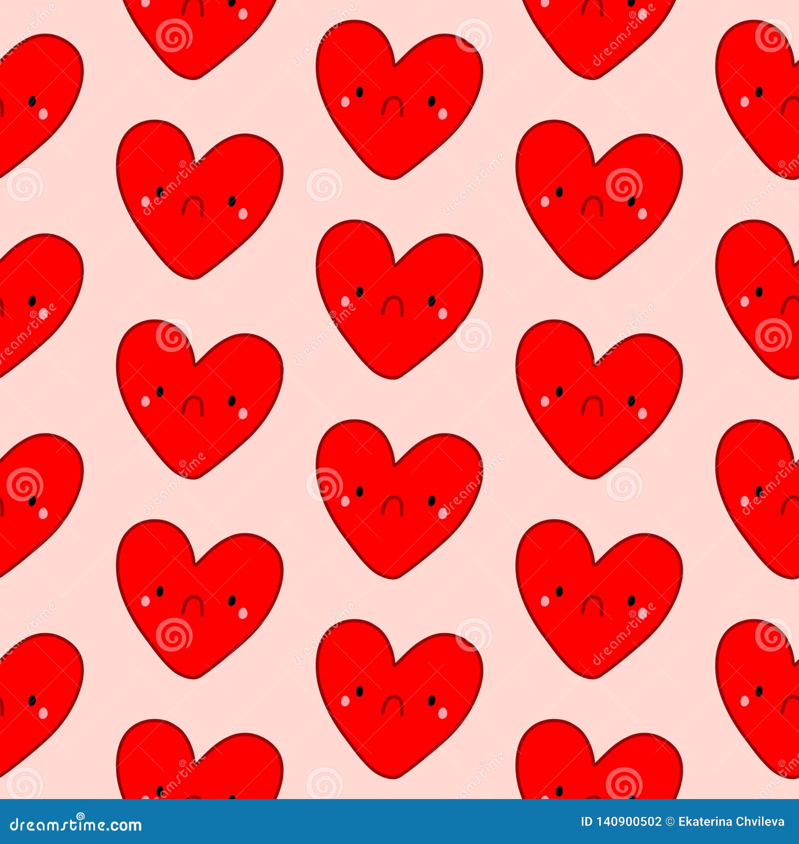 Sad Hearts in Depression Hand Drawn Seamless Pattern Stock Vector ...