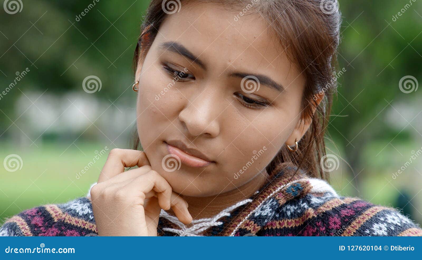 Sad Hispanic Ethnic Minority Stock Photo - Image of emotional, diverse ...