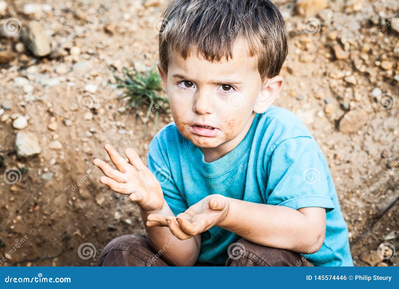 Sad Homeless Boy stock photo. Image of hungry, emotion - 145574446