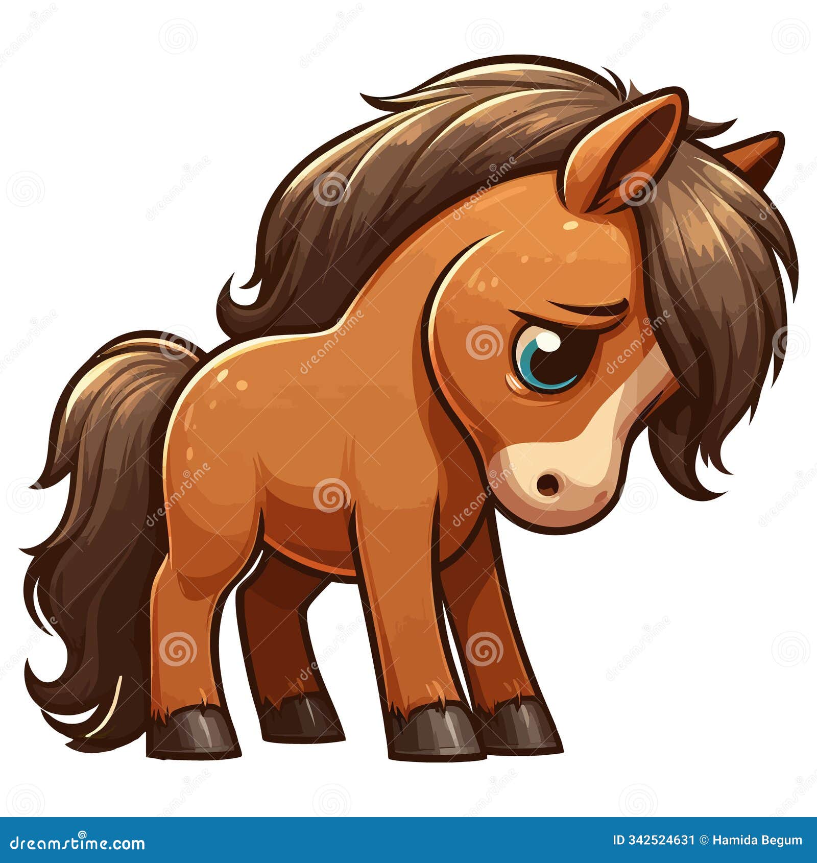 A Sad Horse, Vector Illustration Stock Illustration - Illustration of ...