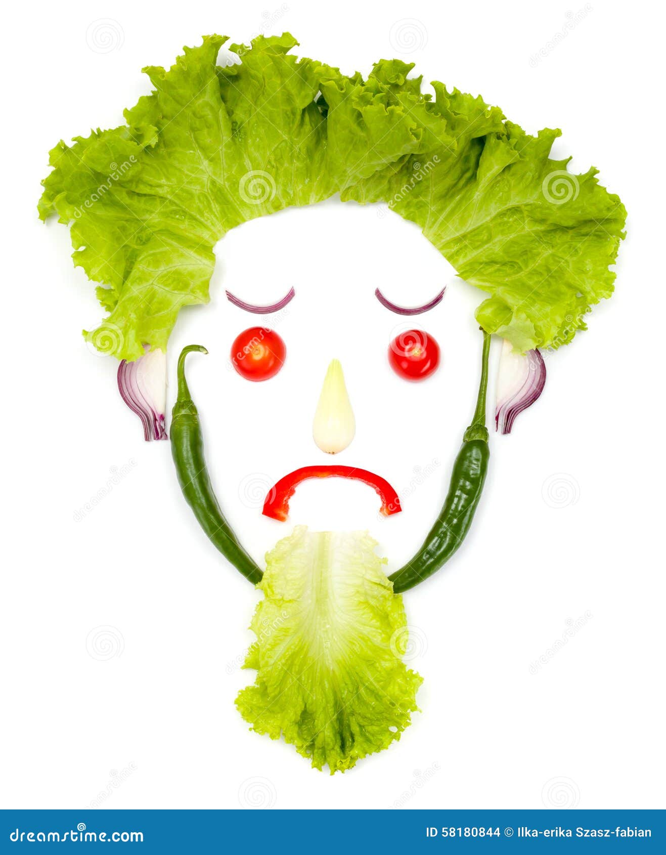 Sad Human Head Made of Vegetables Stock Photo - Image of beard, emotion ...