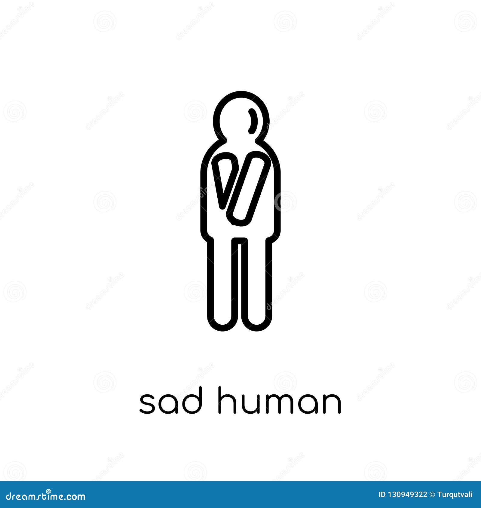 Sad Human Icon. Trendy Modern Flat Linear Vector Sad Human Icon Stock ...