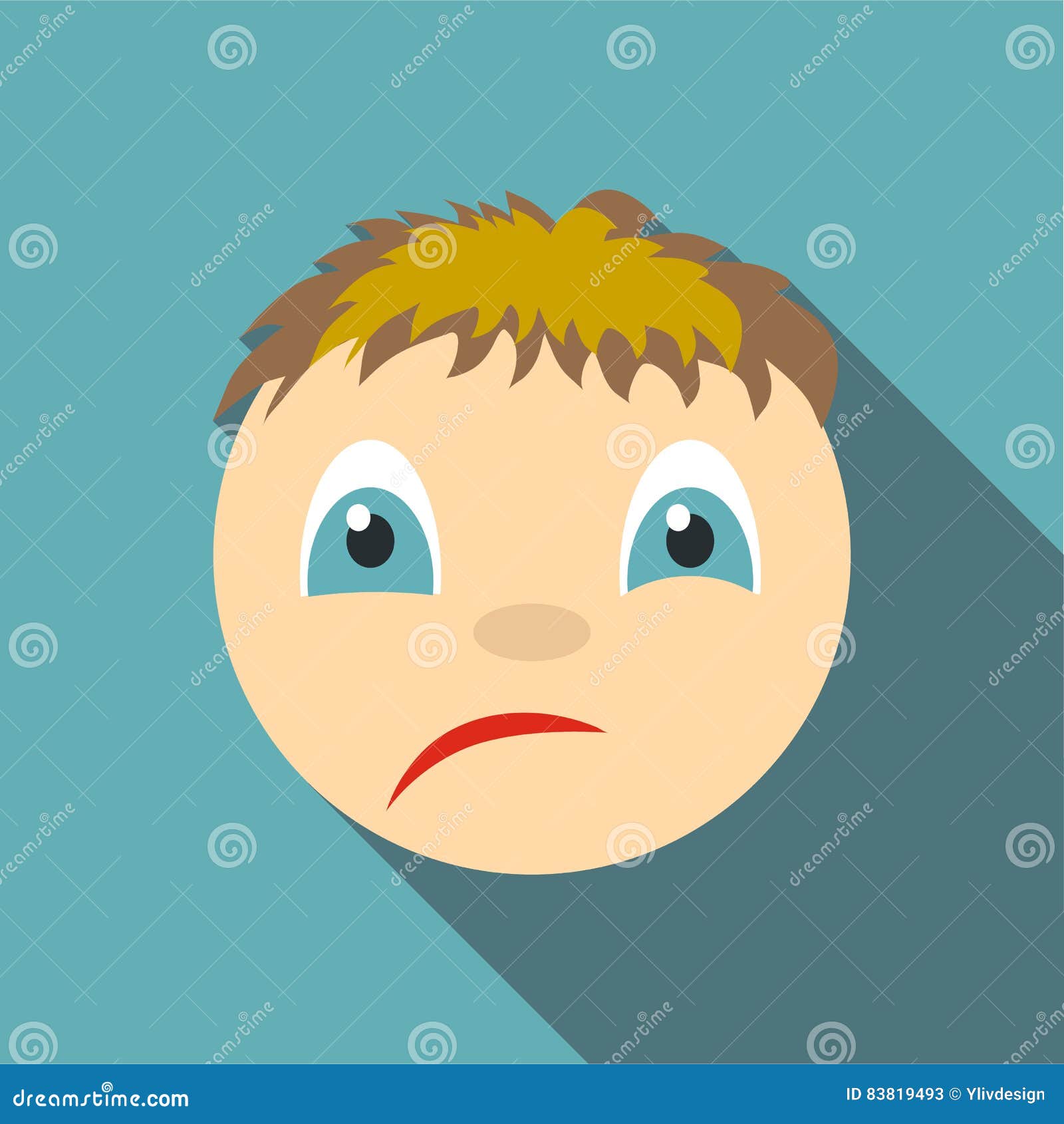 Sad icon, flat style stock vector. Illustration of feeling - 83819493