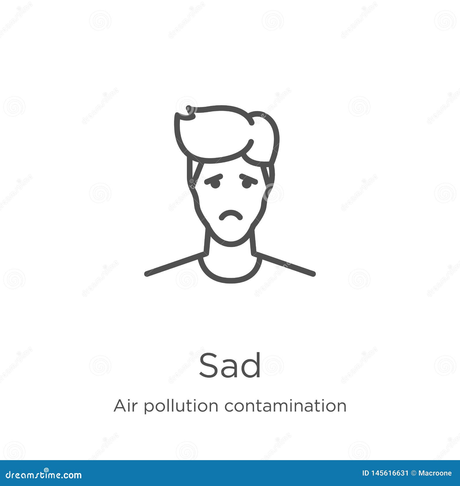 Sad Icon Vector from Air Pollution Contamination Collection. Thin Line ...