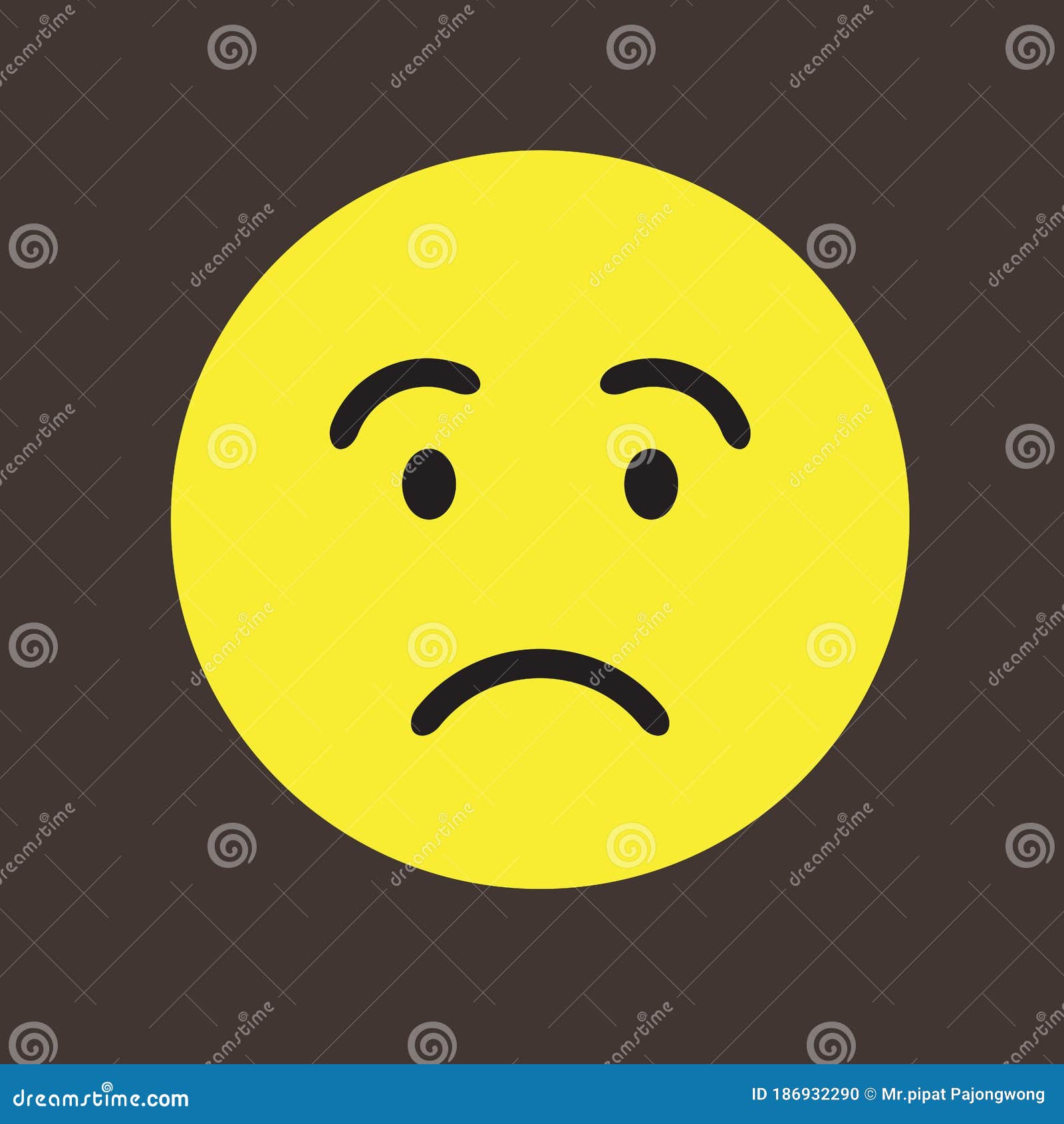 Sad icon, vector style stock vector. Illustration of icon - 186932290