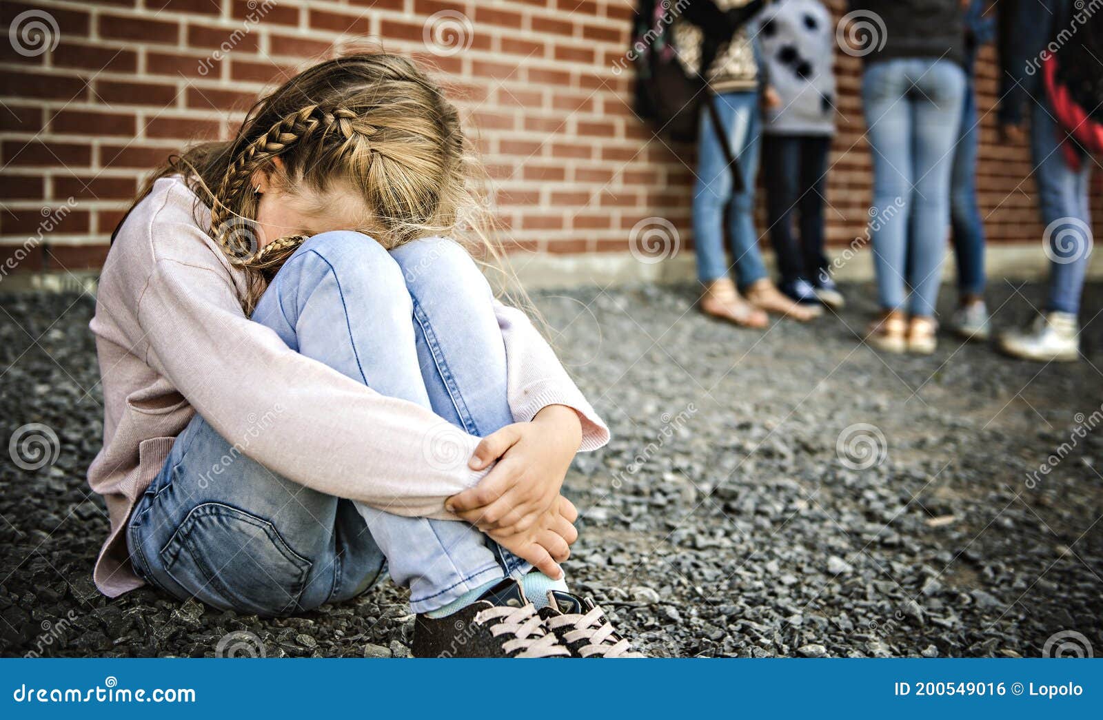 Sad Intimidation Moment Elementary Age Bullying in Schoolyard Stock ...