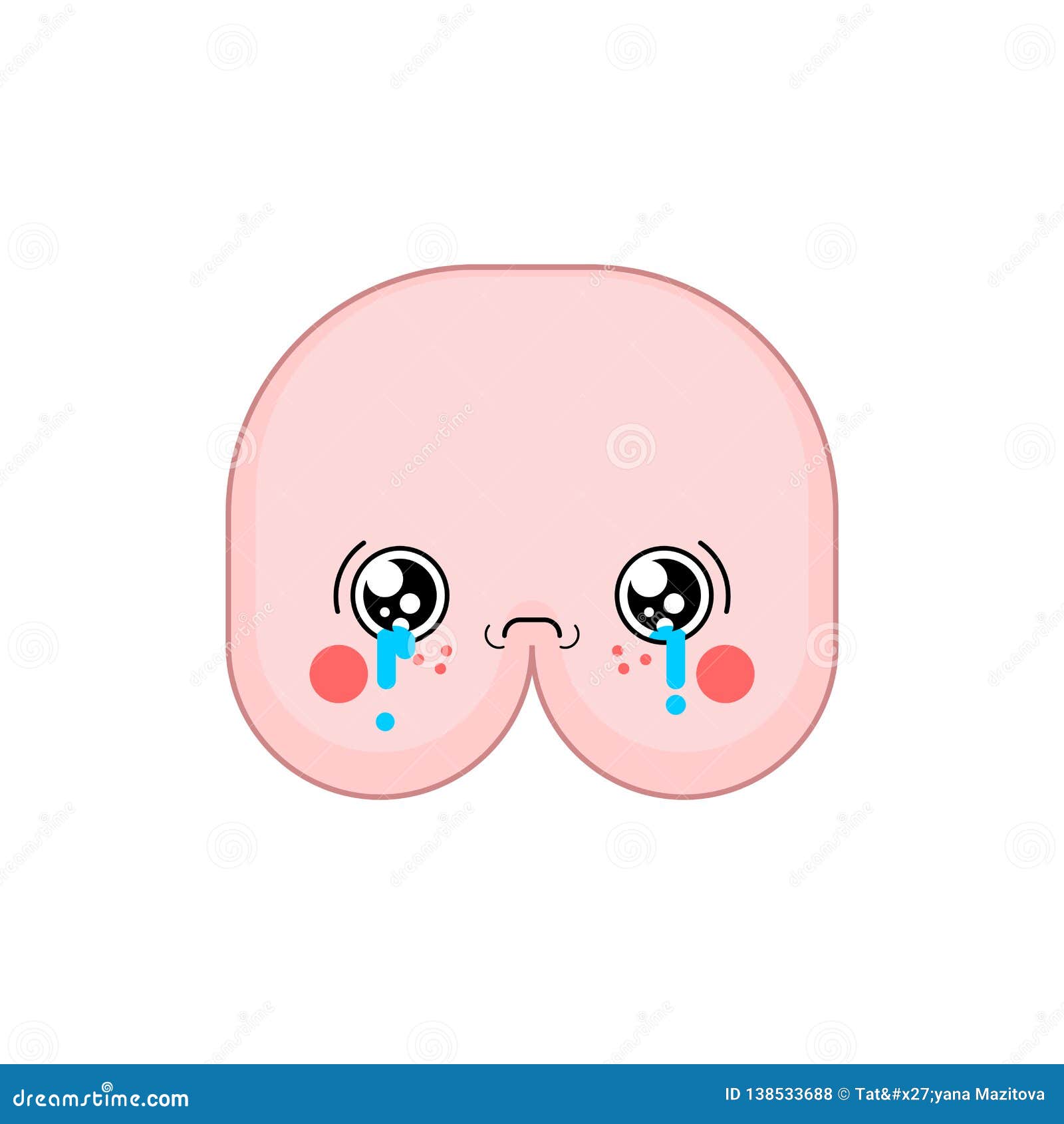 Sad Kawaii Cute Cartoon. Funny Crying Stock Vector - Illustration of ...