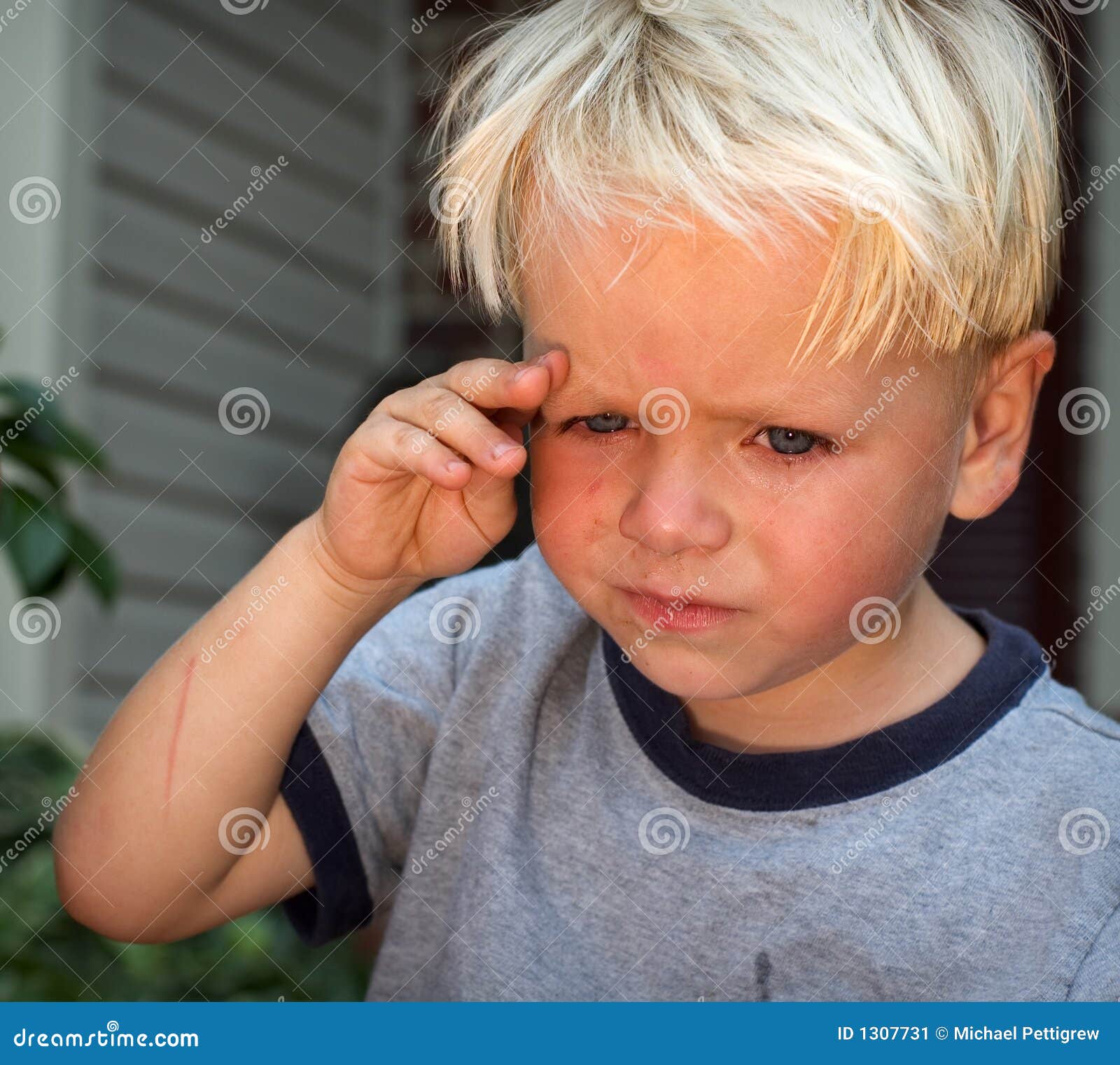 Sad kid stock image. Image of harmed, emotion, blonde - 1307731
