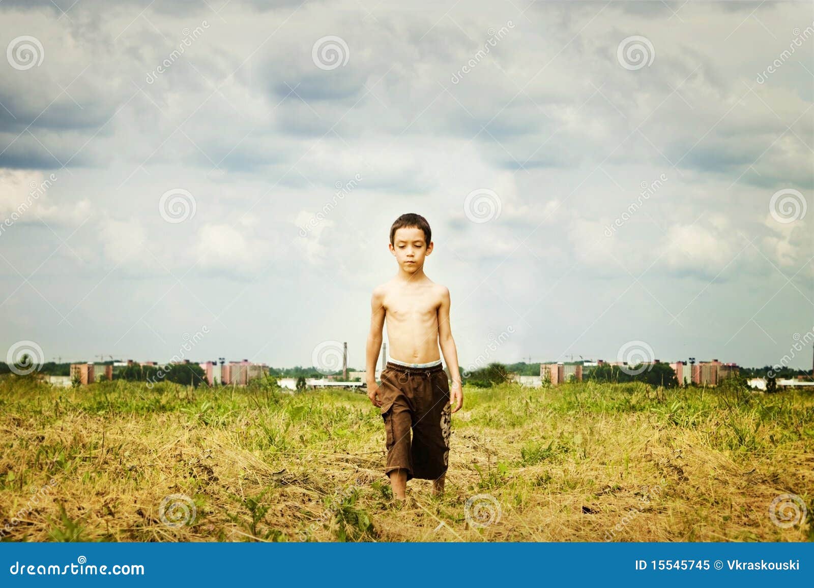 Sad kid stock image. Image of grass, spring, summer, black - 15545745