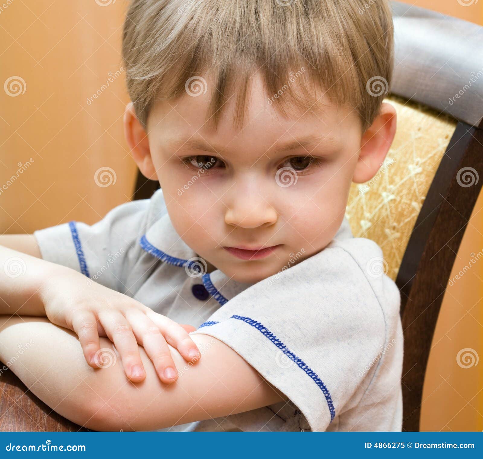 Sad kid stock image. Image of little, face, male, pensive - 4866275