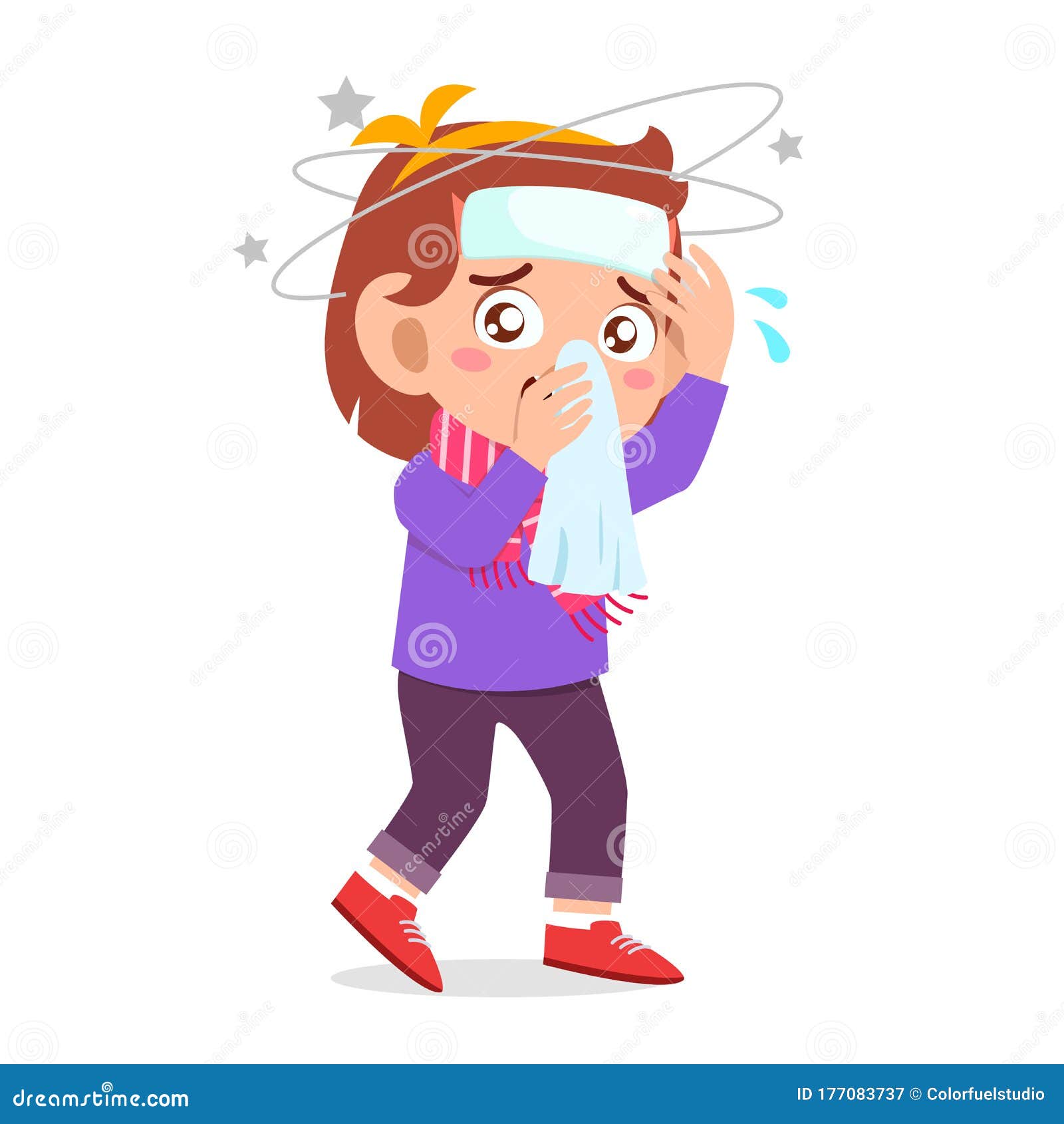 Cold Or The Flue Cartoon Vector | CartoonDealer.com #74926453