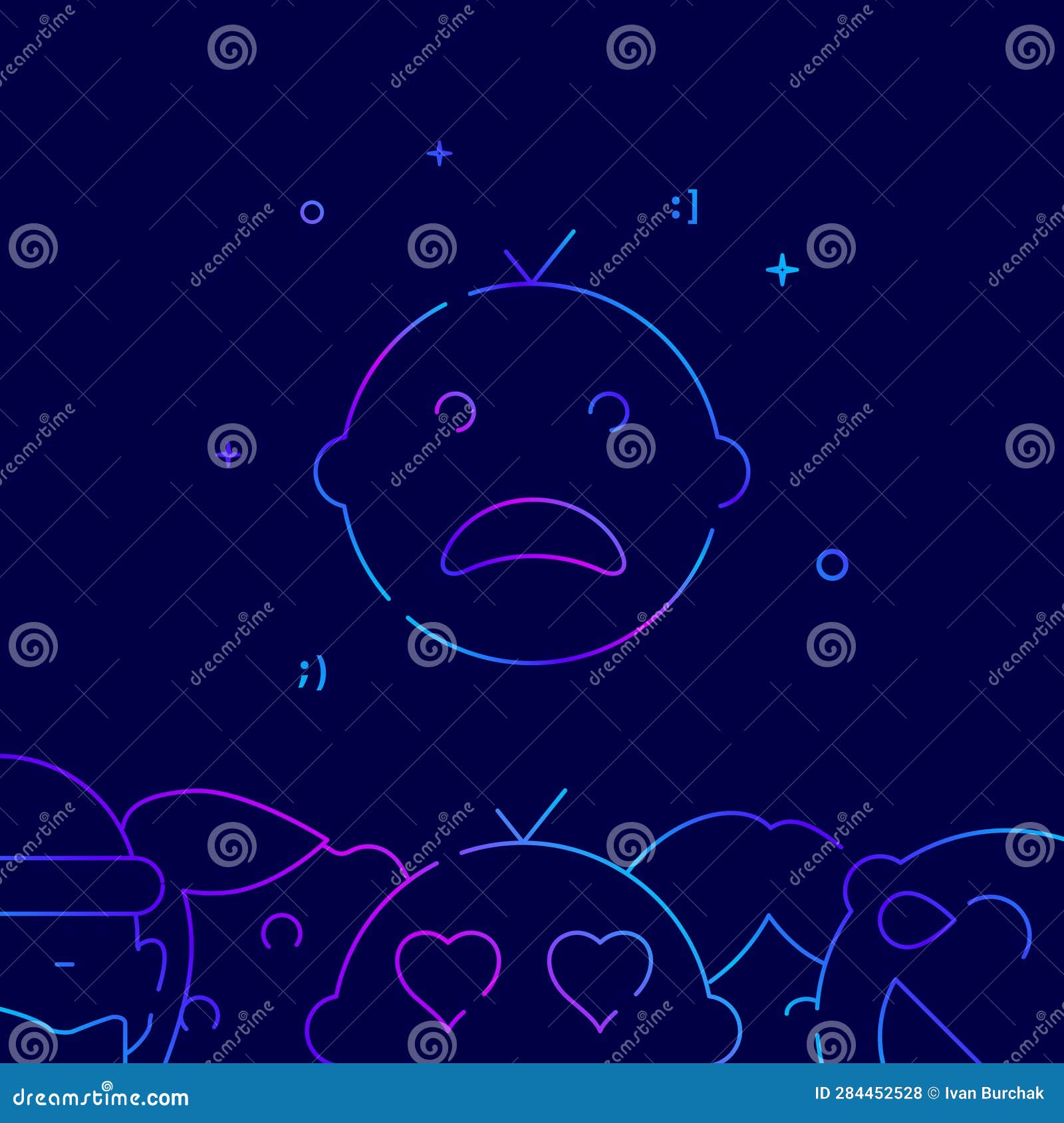 Sad Kid Cry Gradient Line Icon, Vector Illustration Stock Vector ...