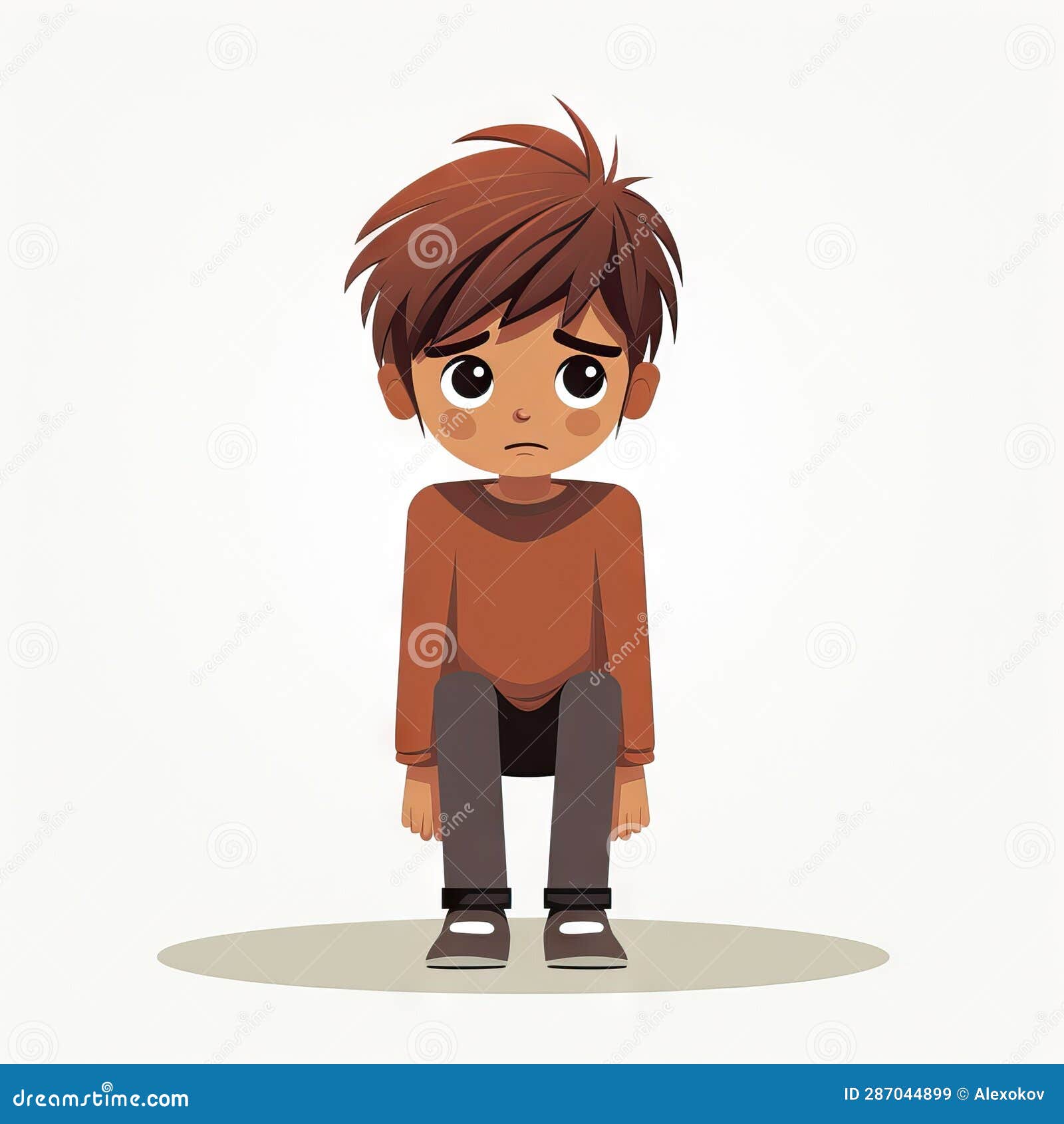 Sad Kid in Flat Minimalistic Animation AI Generated Stock Illustration ...