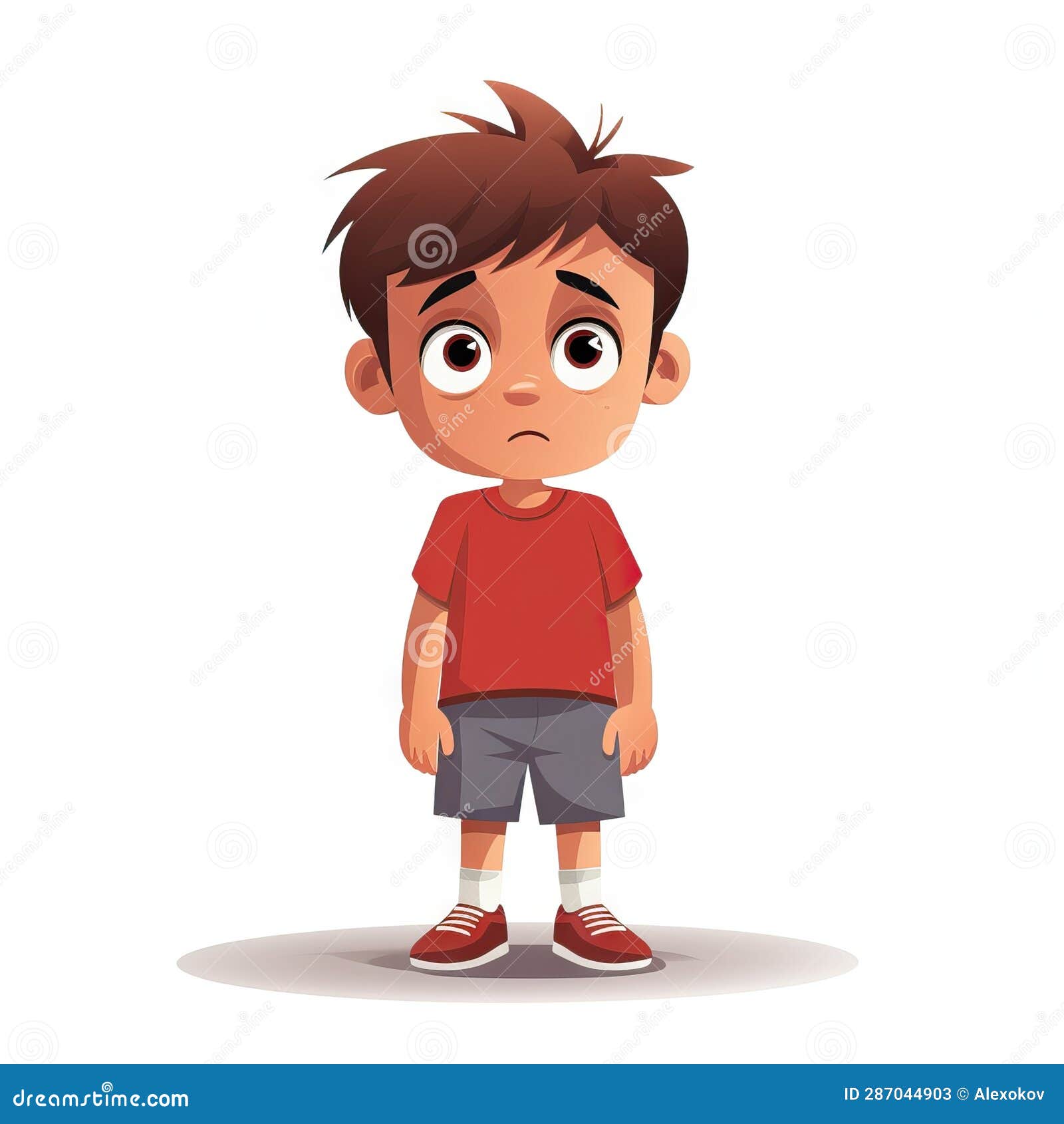 Sad Kid in Flat Minimalistic Animation AI Generated Stock Illustration ...