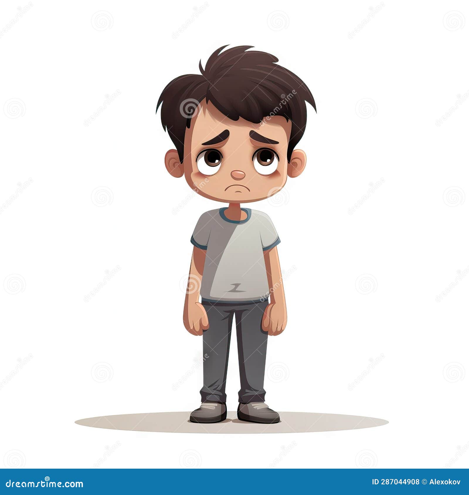 Sad Kid in Flat Minimalistic Animation AI Generated Stock Illustration ...