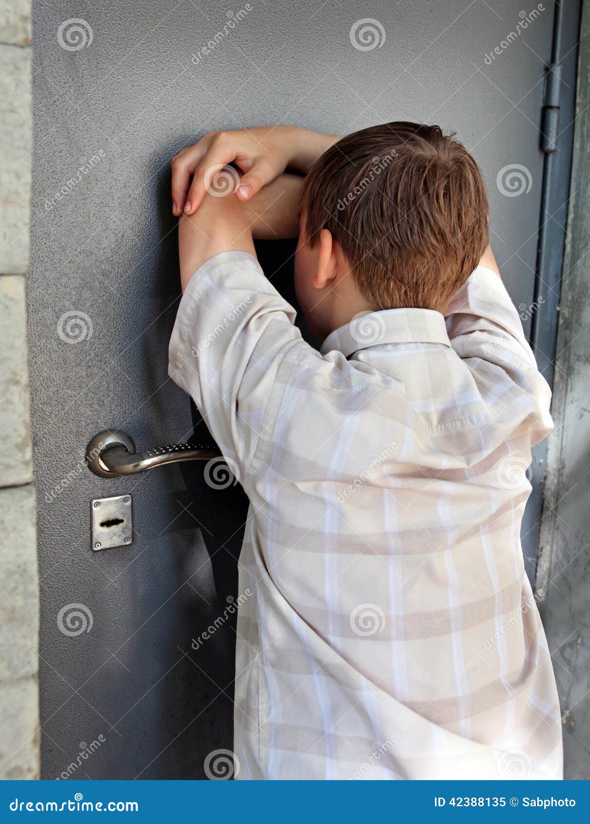 Sad Kid stock image. Image of abuse, entrance, lost, closed - 42388135