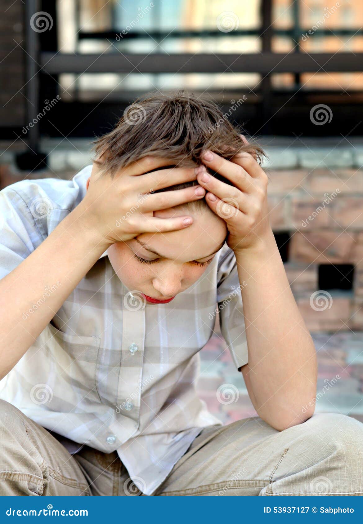 Sad Kid outdoor stock image. Image of child, adolescence - 53937127