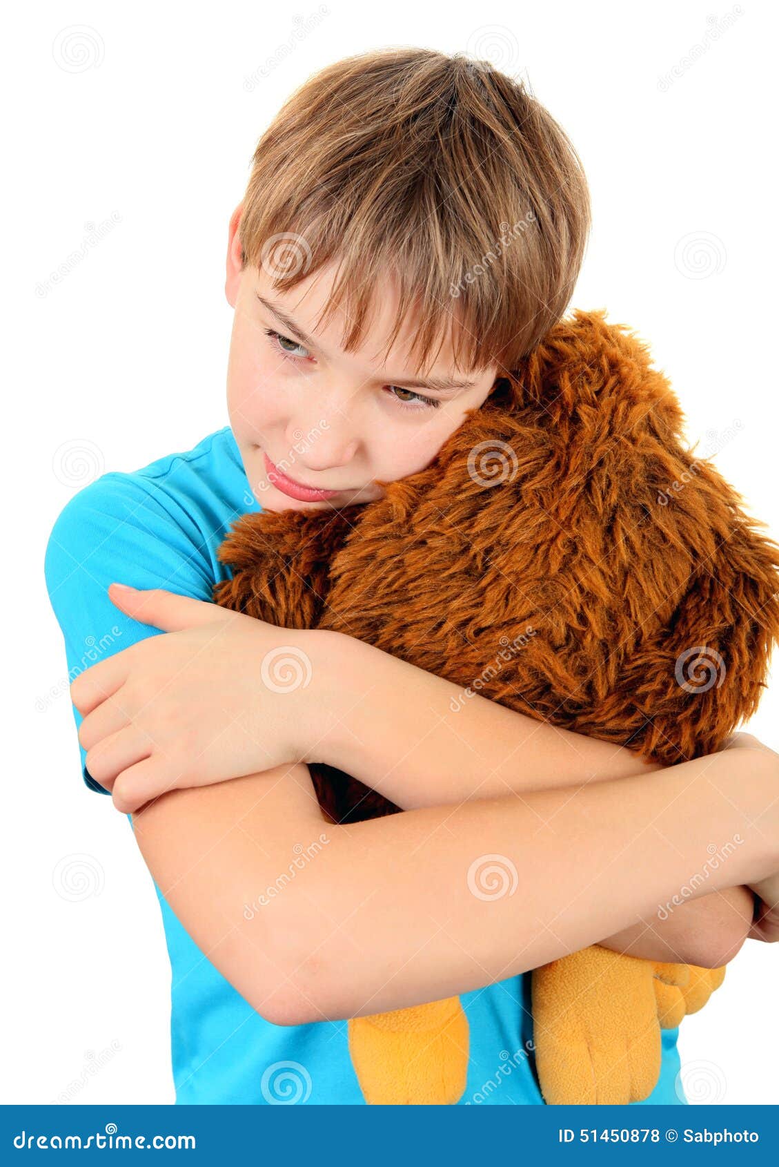 Sad Kid with a Plush Toy stock photo. Image of plush - 51450878