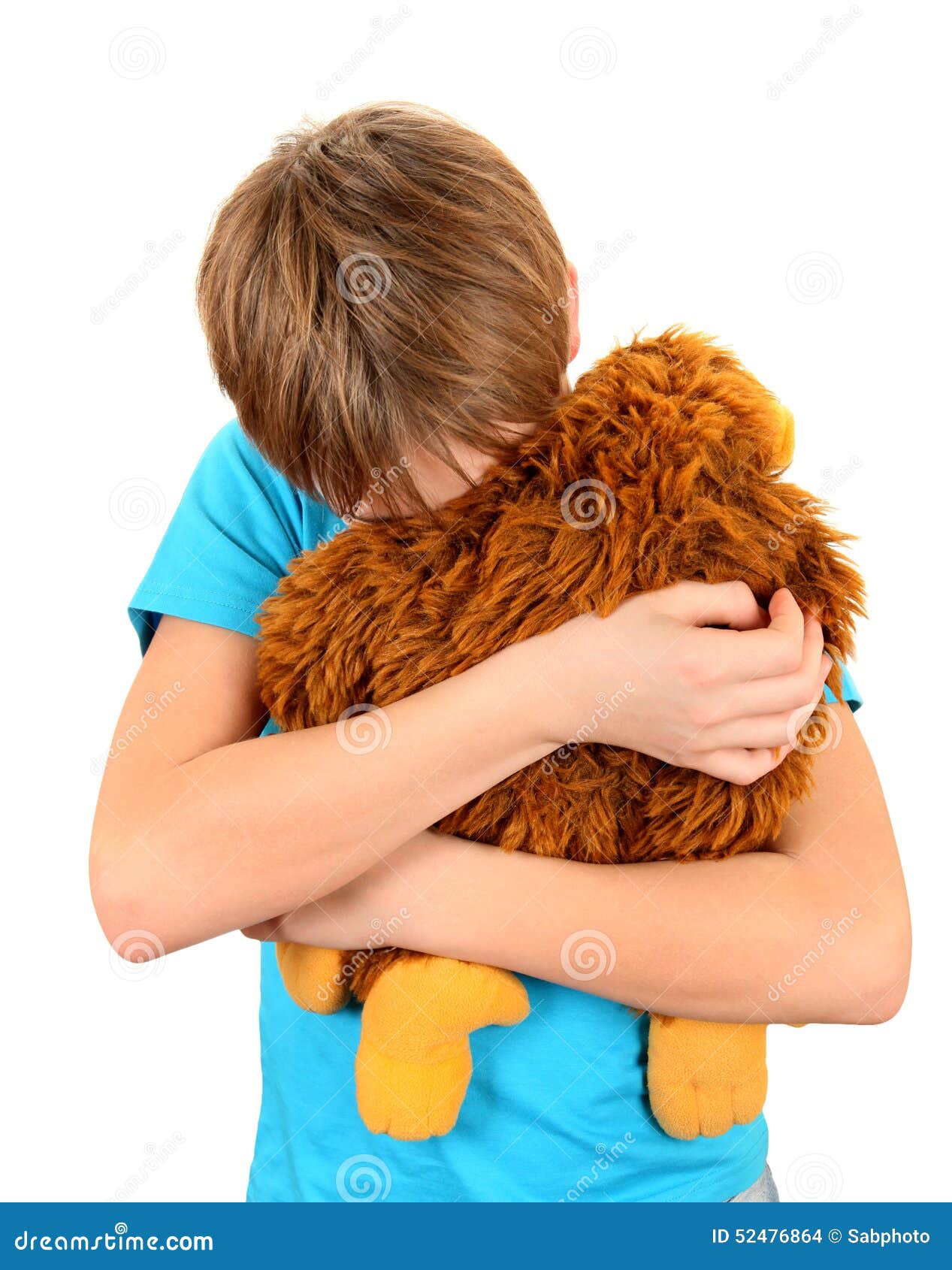 Sad Kid with Plush Toy stock photo. Image of stress, front - 52476864