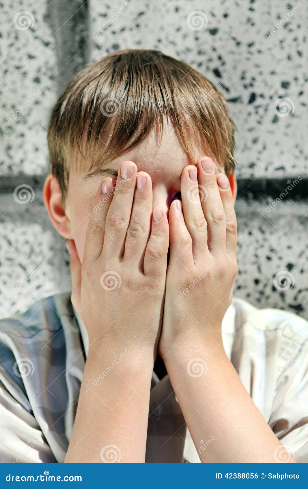 Sad Kid stock photo. Image of hands, problem, outdoor - 42388056