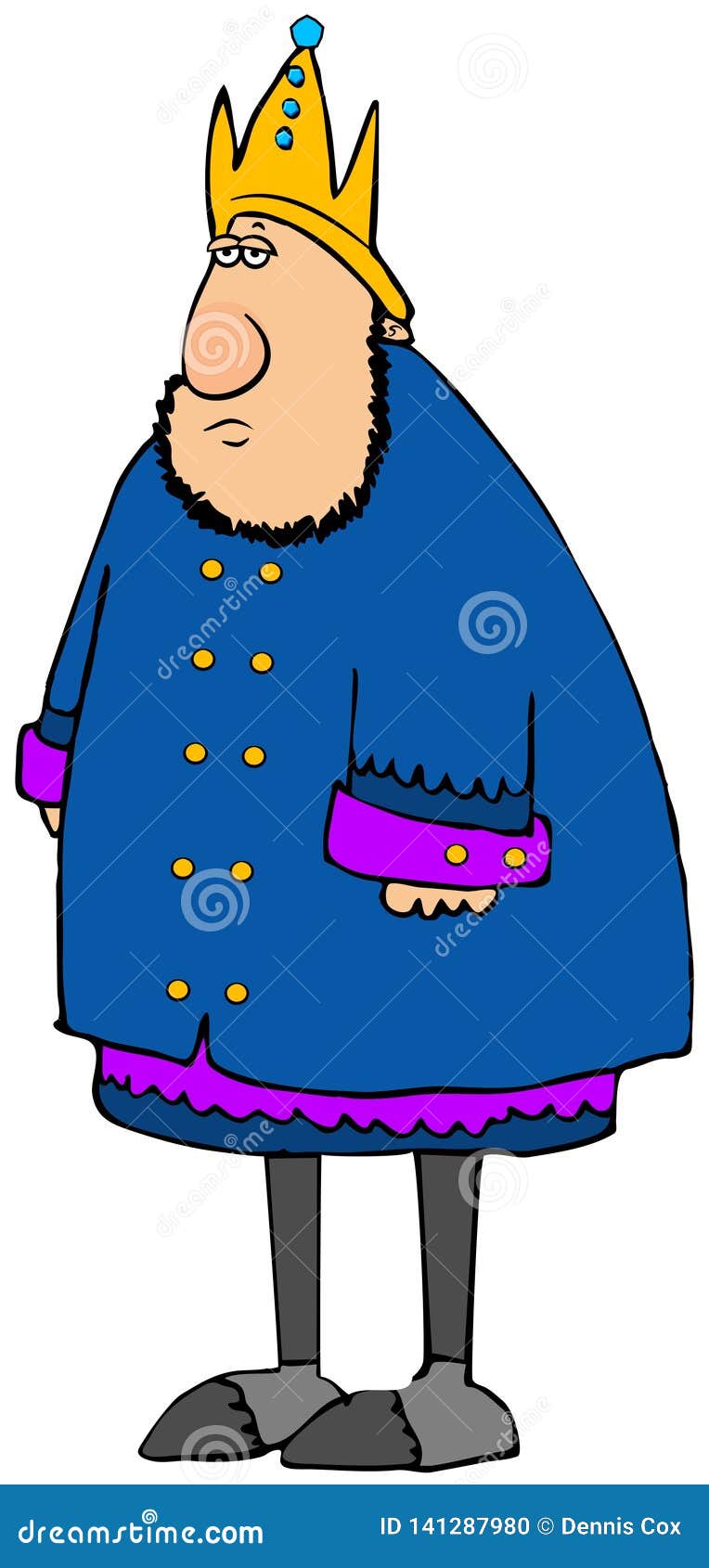 Sad king dressed in blue stock illustration. Illustration of chubby ...