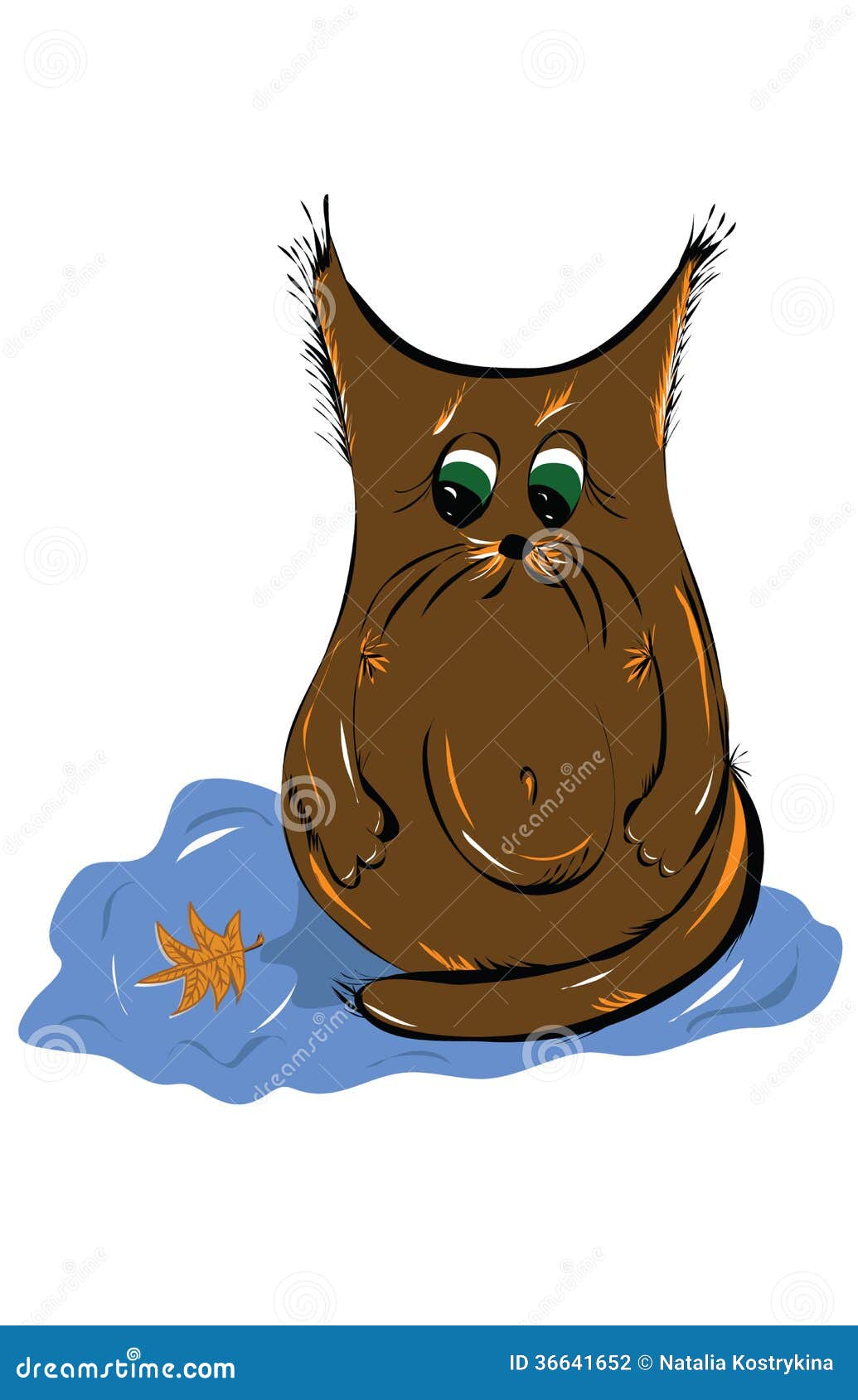 Sad Kitten Puddle Autumn Leaves Stock Vector - Illustration of pets ...