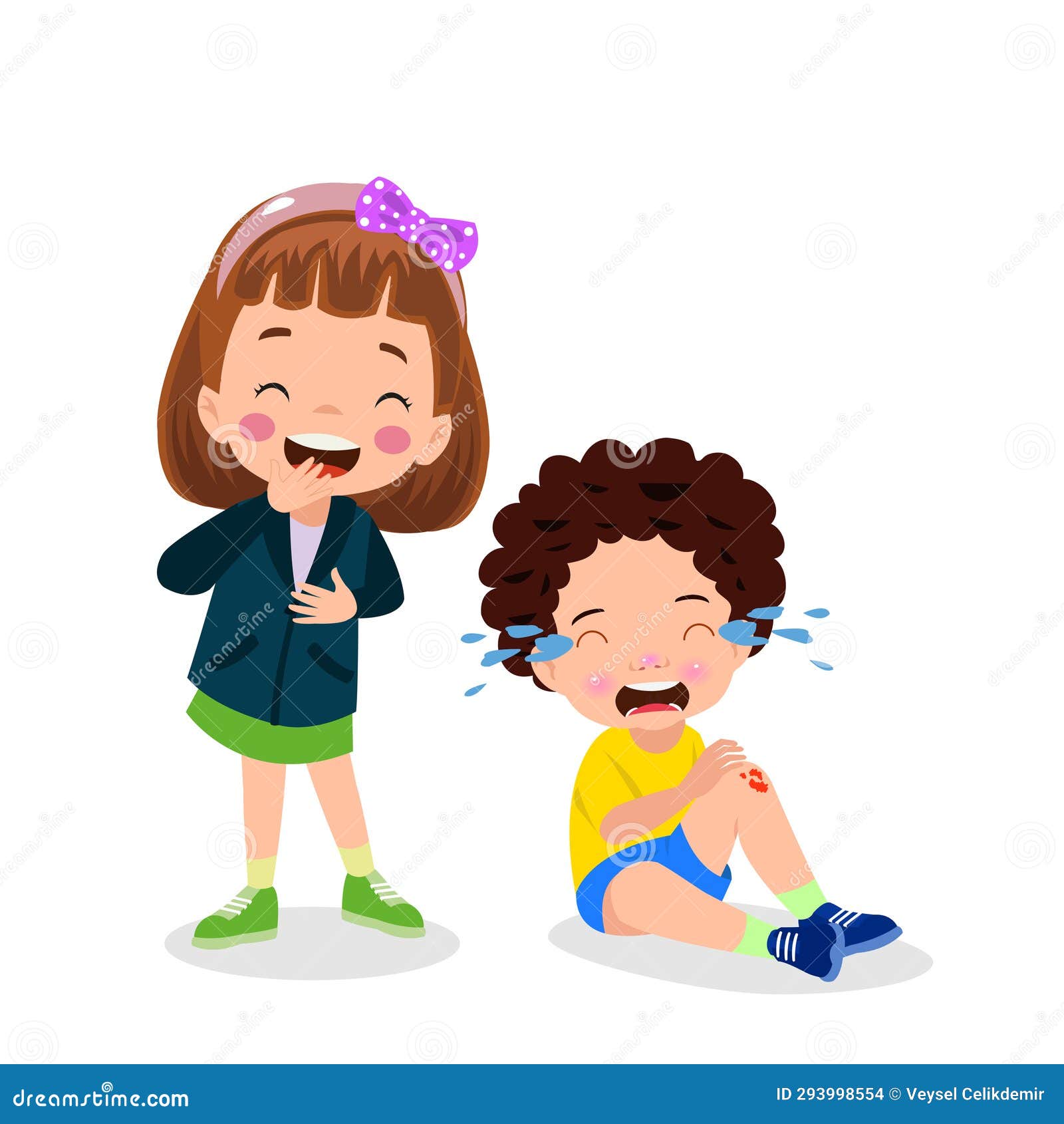 Sad Knee Bleeding Boy Falling Down Stock Illustration - Illustration of ...