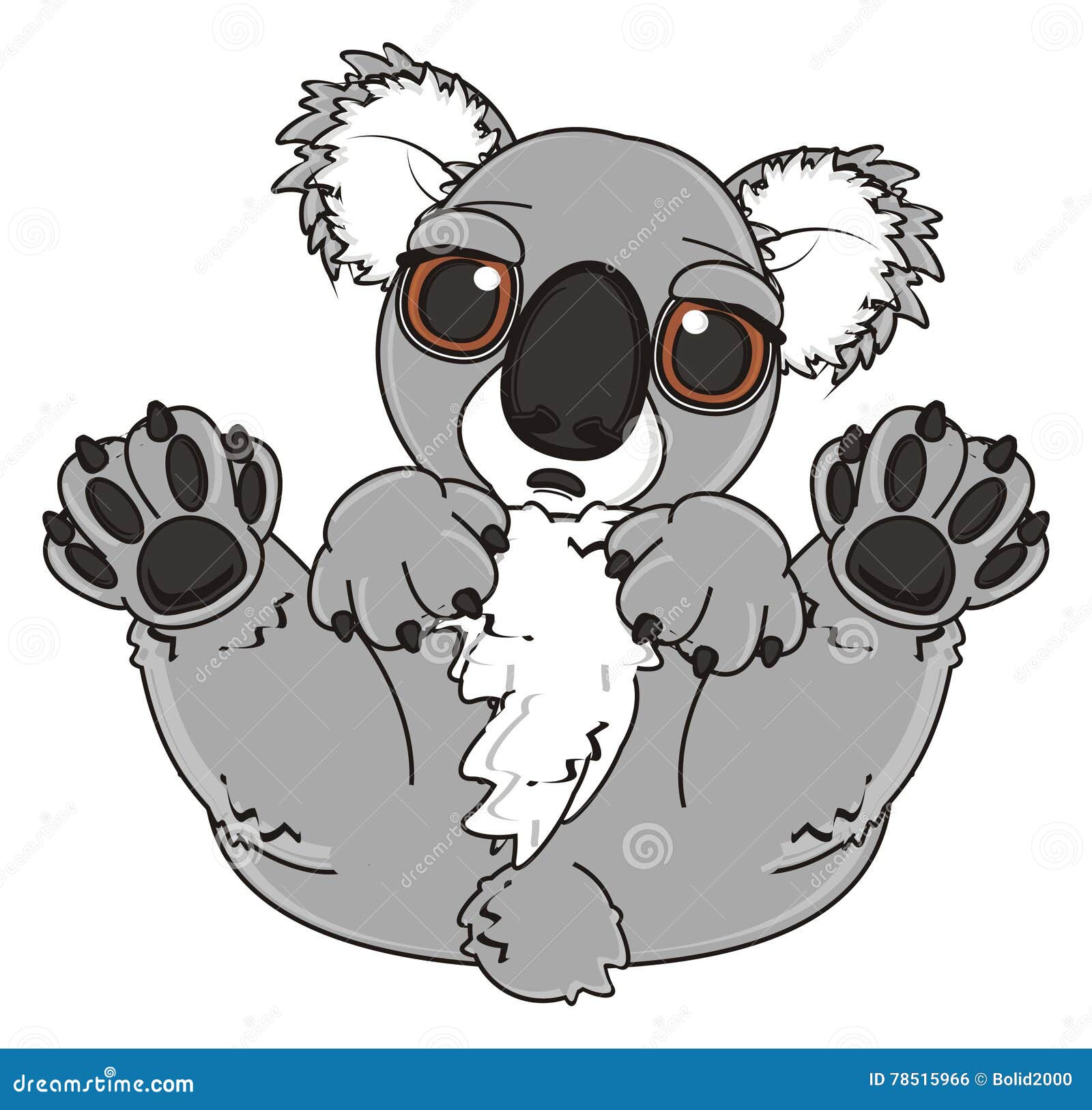 Sad koala lying stock illustration. Illustration of funny - 78515966