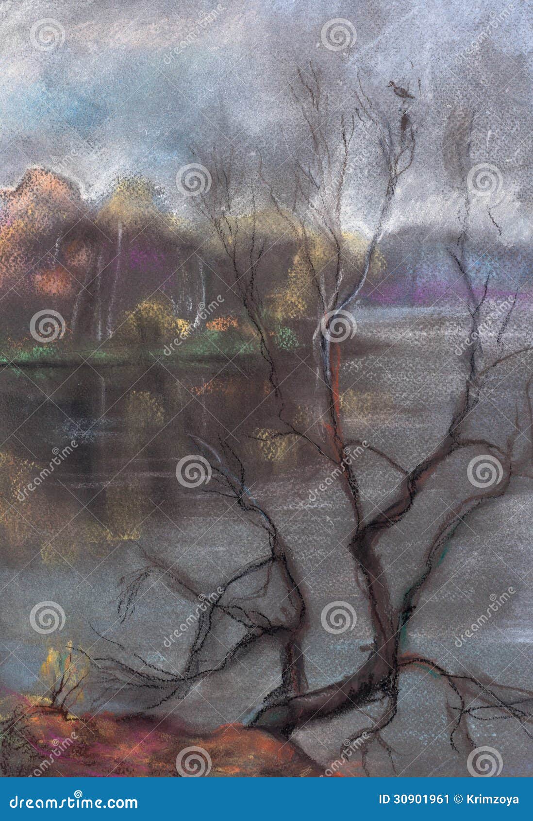 Sad landscape stock illustration. Illustration of wood - 30901961
