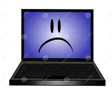 Sad Laptop Computer Clip Art Stock Illustration - Illustration of ...