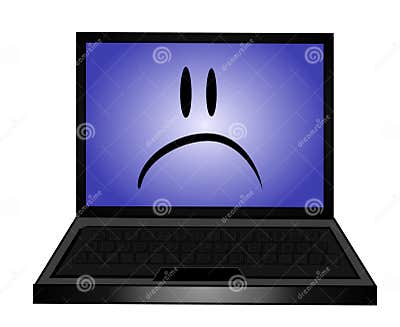Sad Laptop Computer Clip Art Stock Illustration - Illustration of ...