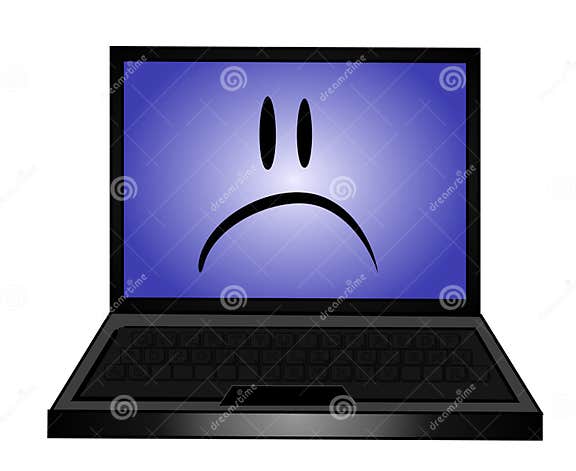 Sad Laptop Computer Clip Art Stock Illustration - Illustration of ...