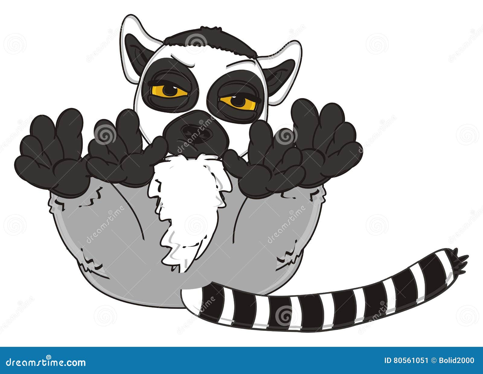 Sad lemur lying stock illustration. Illustration of striped - 80561051