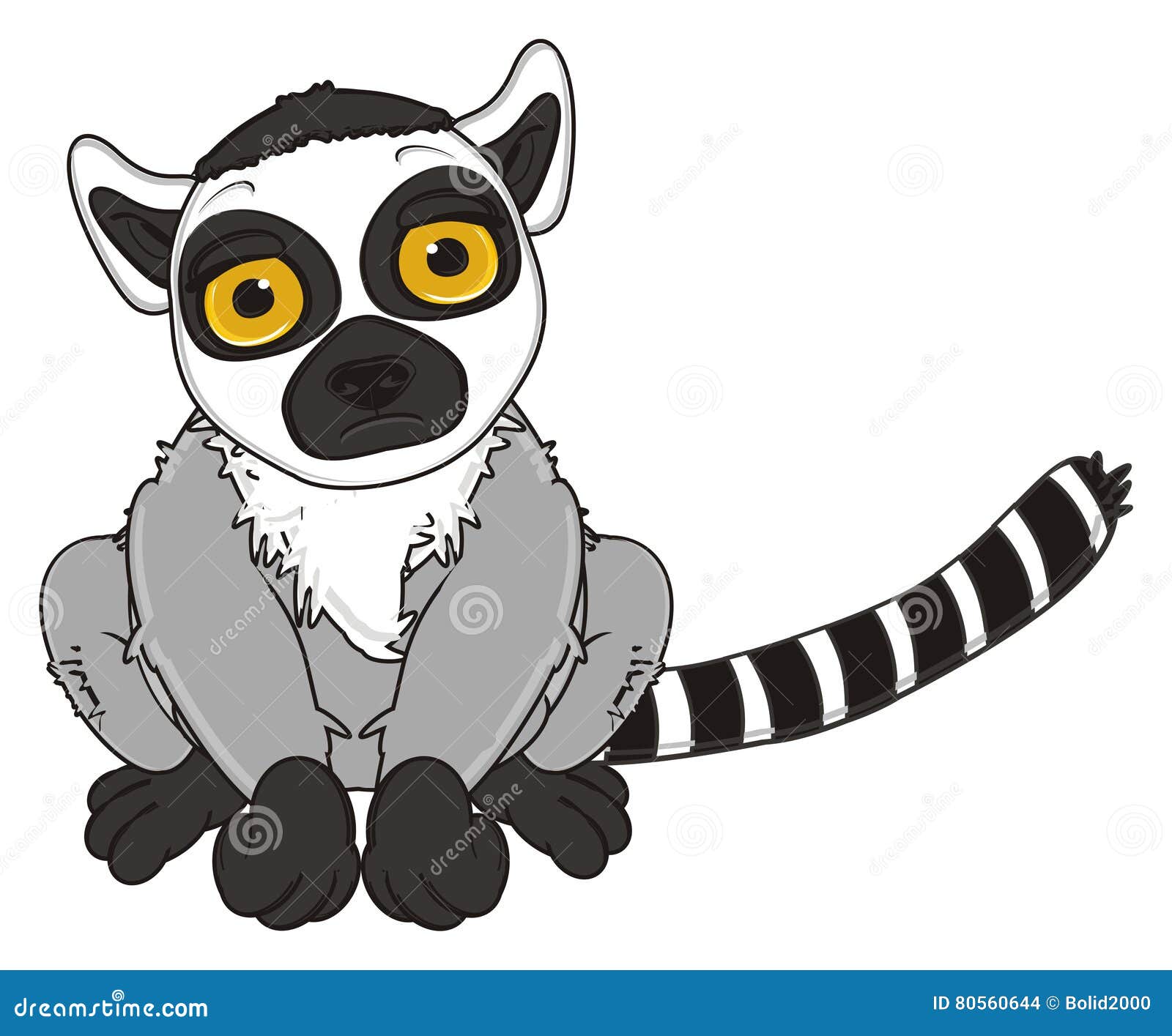Sad lemur sit stock illustration. Illustration of lemur - 80560644