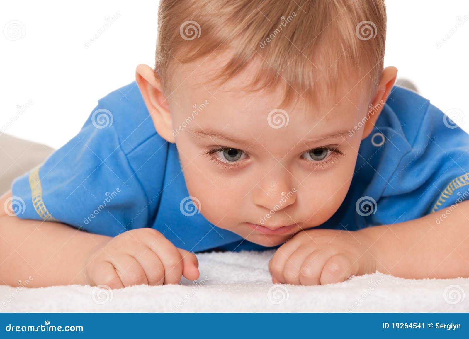 Sad little boy stock image. Image of pensive, thought - 19264541