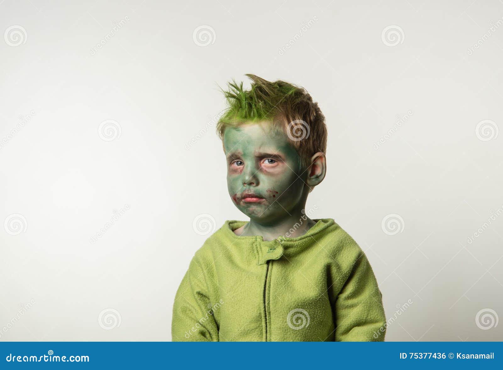 Sad Little Boy Dressed As Zombie Stock Photo - Image of emotion, person ...