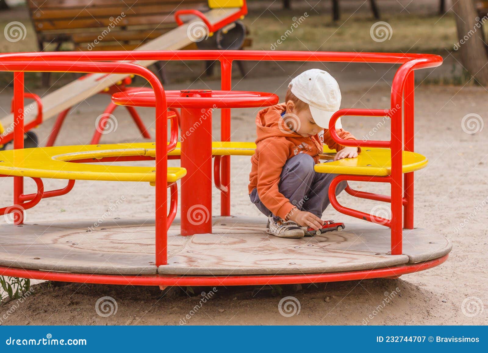 Sad Little Boy on Playground Stock Image - Image of loneliness ...