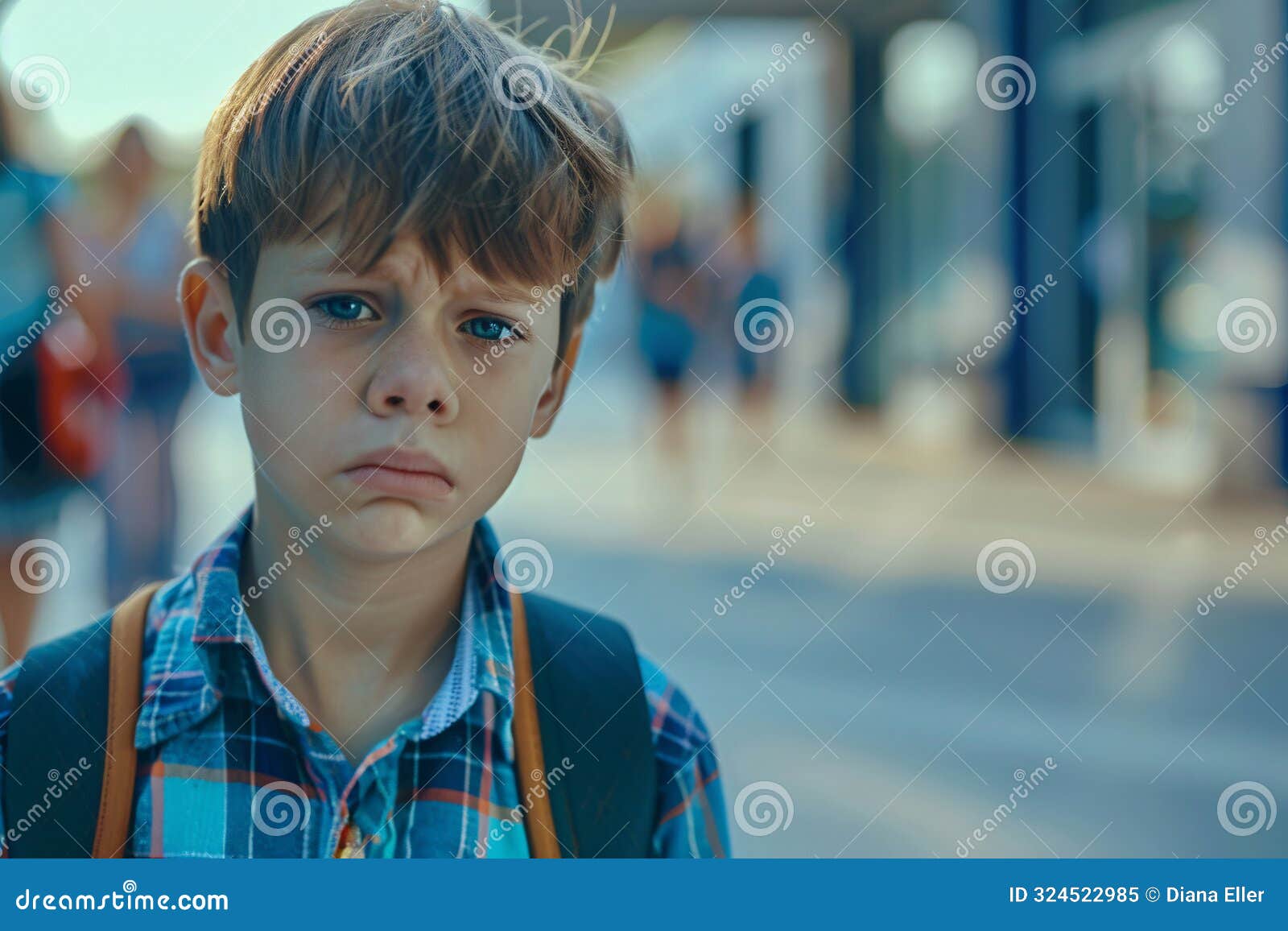 Sad Little Boy in School Crying Stock Illustration - Illustration of ...