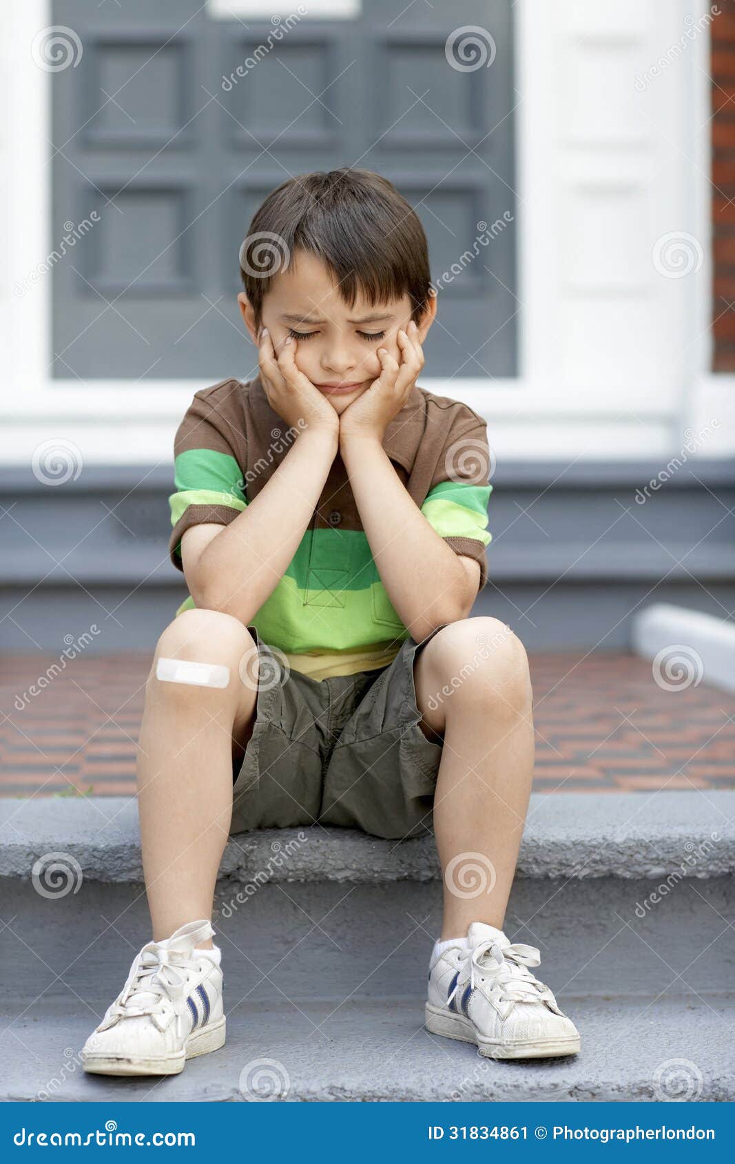 Sad Little Boy Sitting Steps Photos - Free & Royalty-Free Stock Photos ...